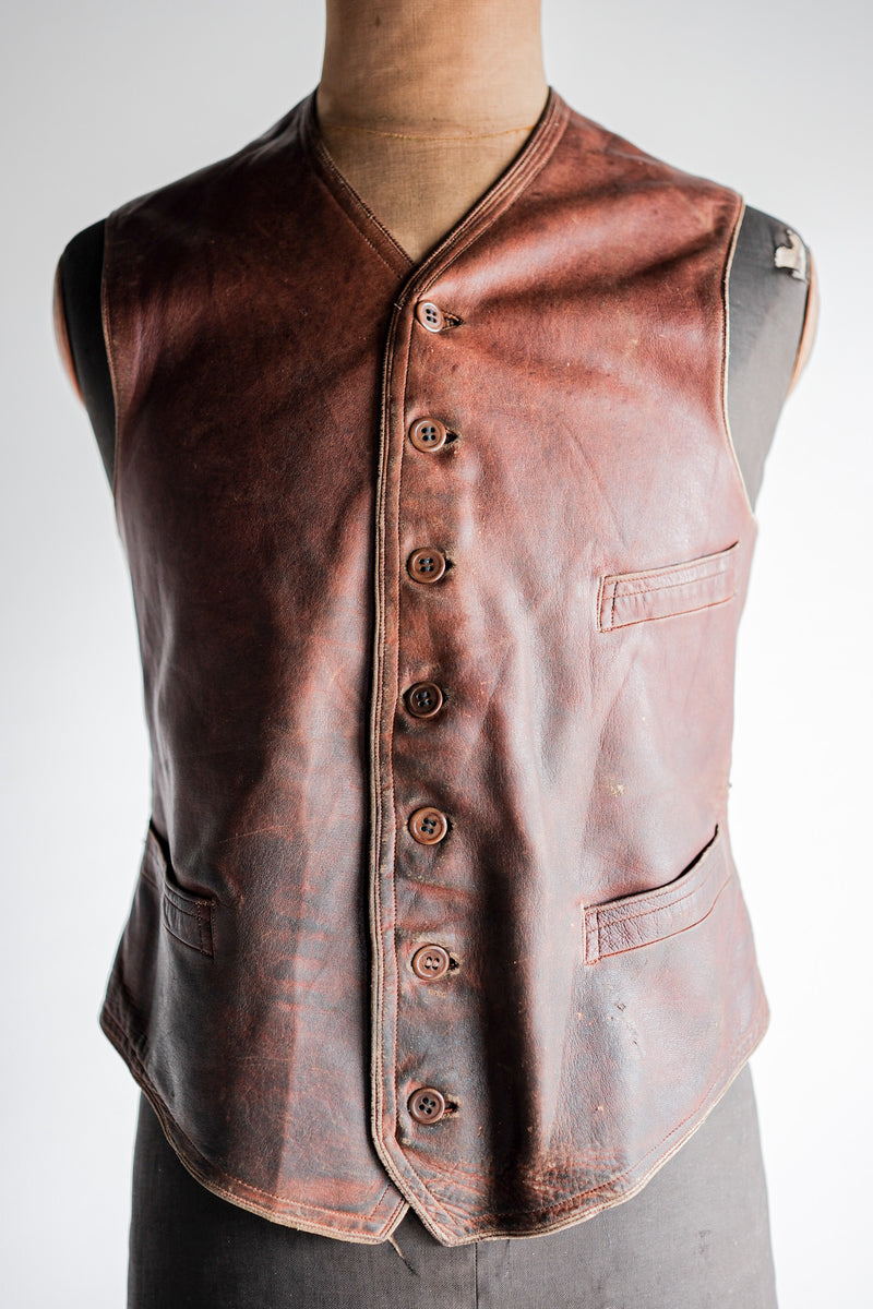 50's】French Vintage Brown Leather Work Gilet – VIEUX ET NOUVEAU