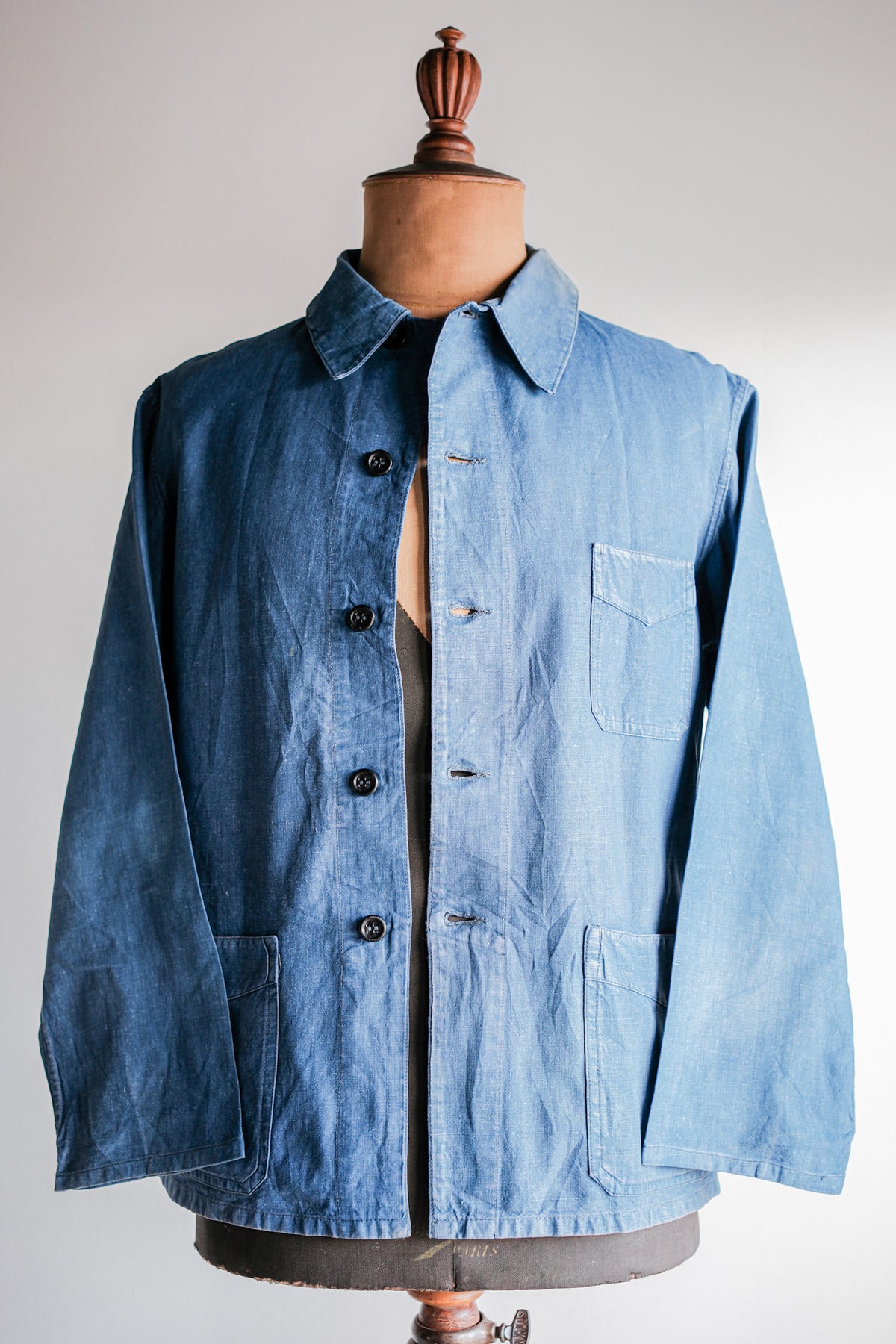 40's】French Vintage Indigo Linen Work Jacket