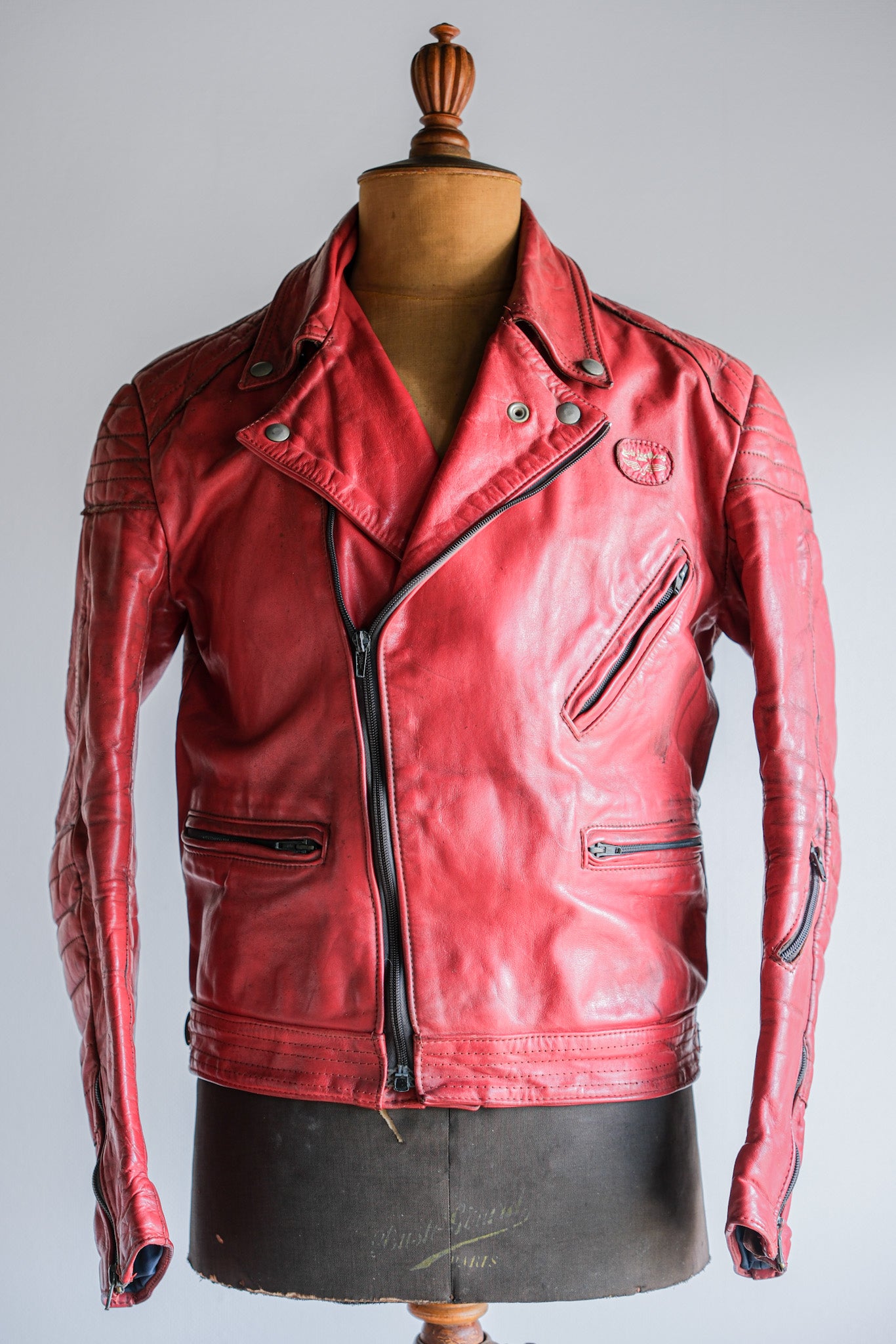 70’s】Vintage Lewis Leathers Red Leather Riders Jacket Size.40 "EUROP