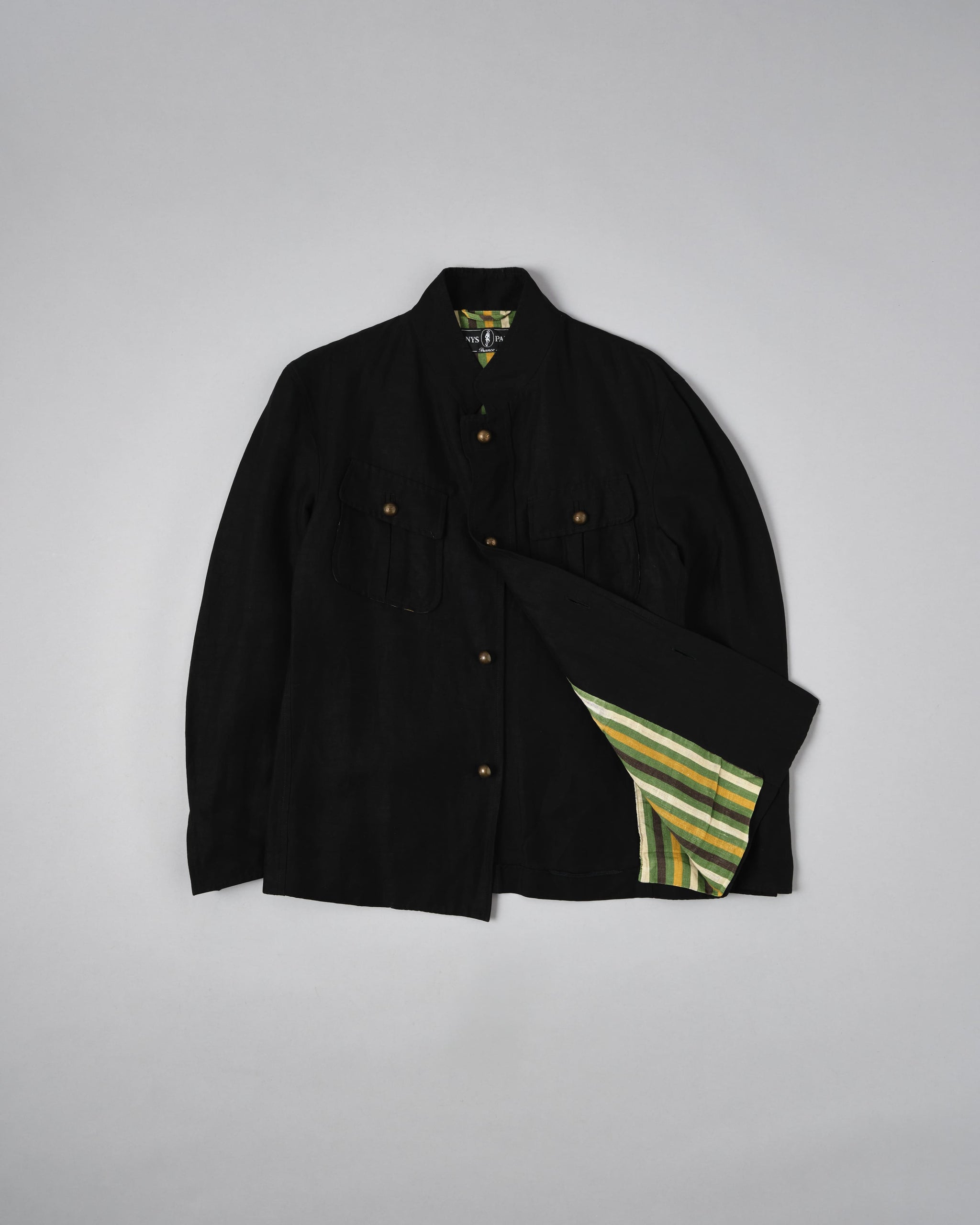 00's】Old ARNYS PARIS Silk Linen Stand Collar Jacket Size.46