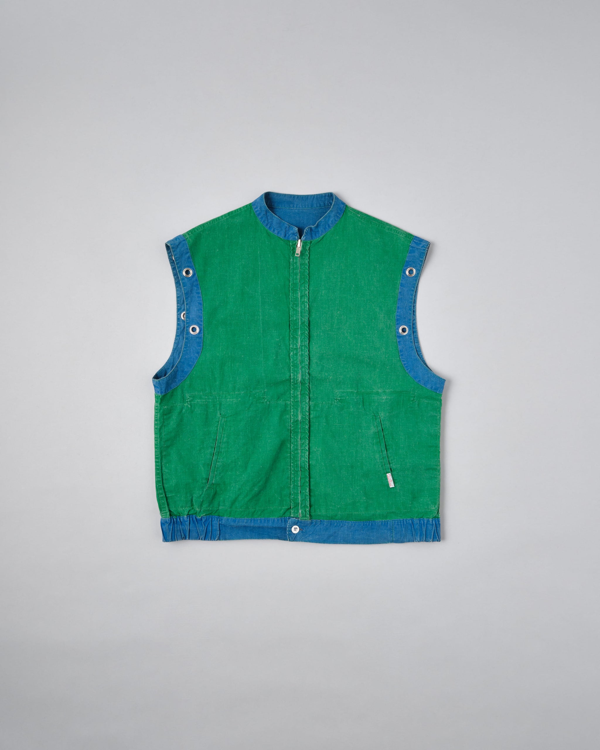 80’s】Italian Vintage Tela Stella Type Cotton Reversible Vest Size.5