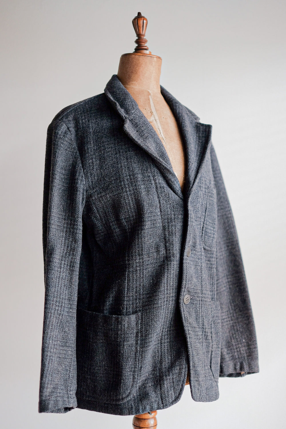 50's】French Vintage Wool Lapel Work Jacket "Pascal Fabric"