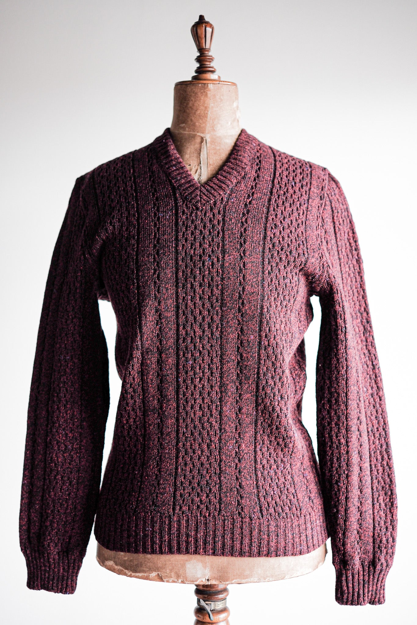 60's】French Vintage V-neck Wool Sweater "Dead Stock"